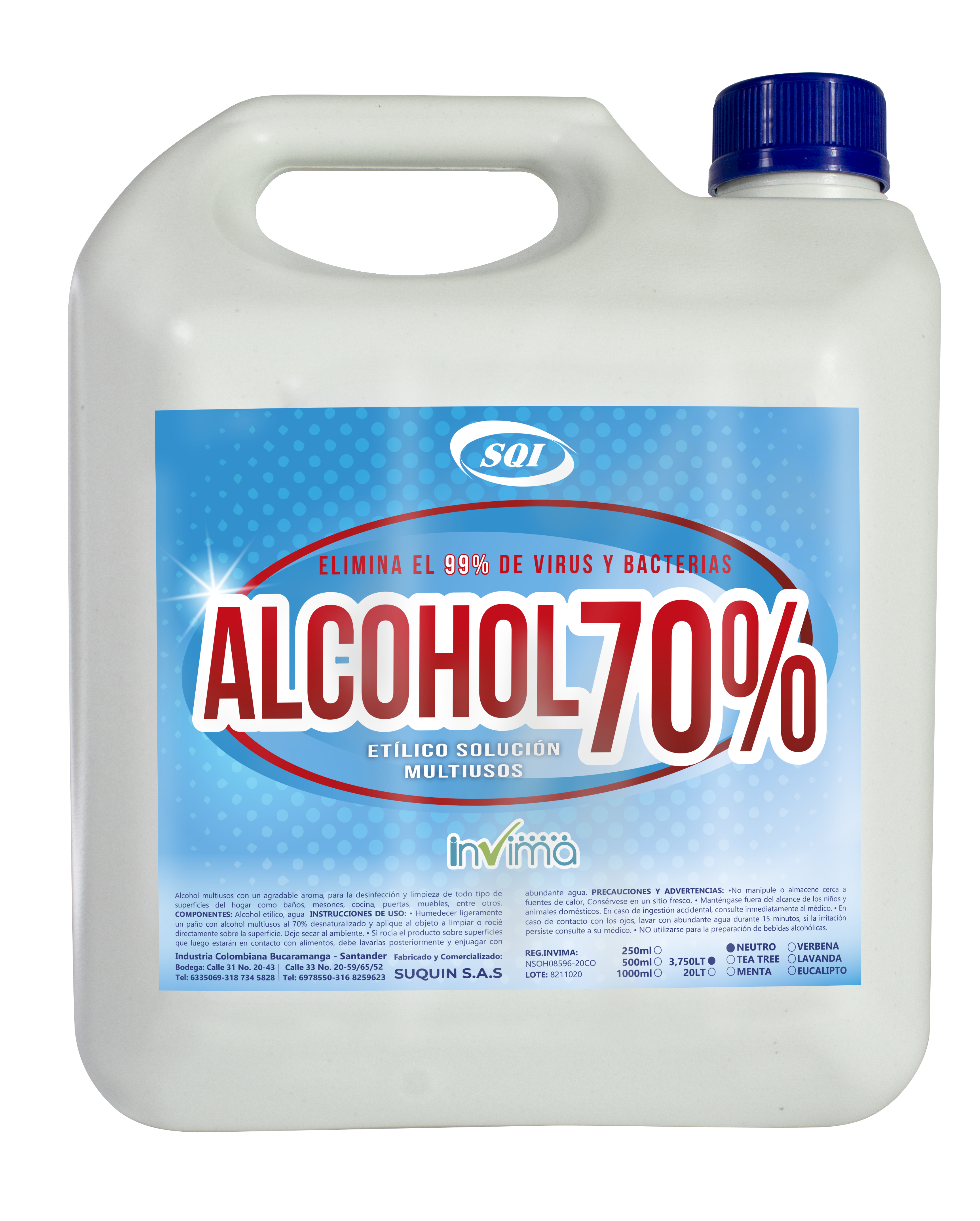 Alcohol Etílico Solución 70% – Suquin sas